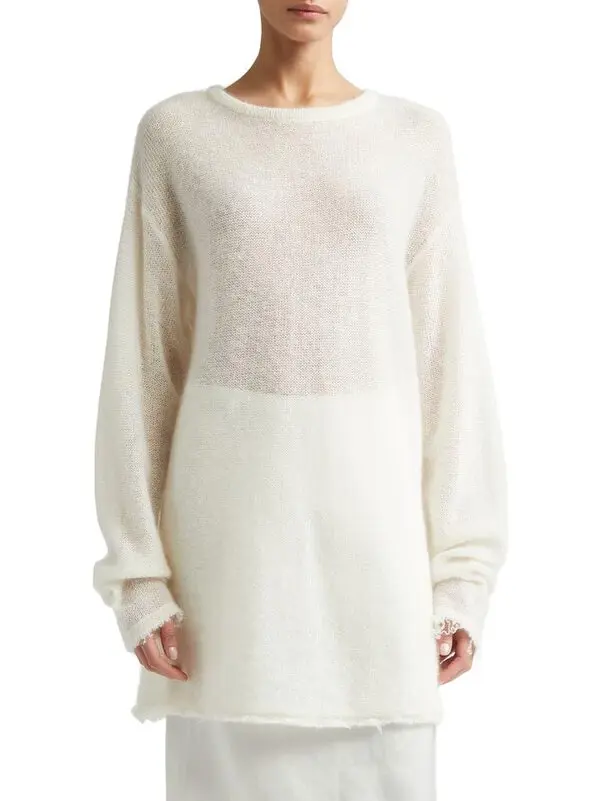 TOTEME Longline Mohair Blend Sweater - Off-white