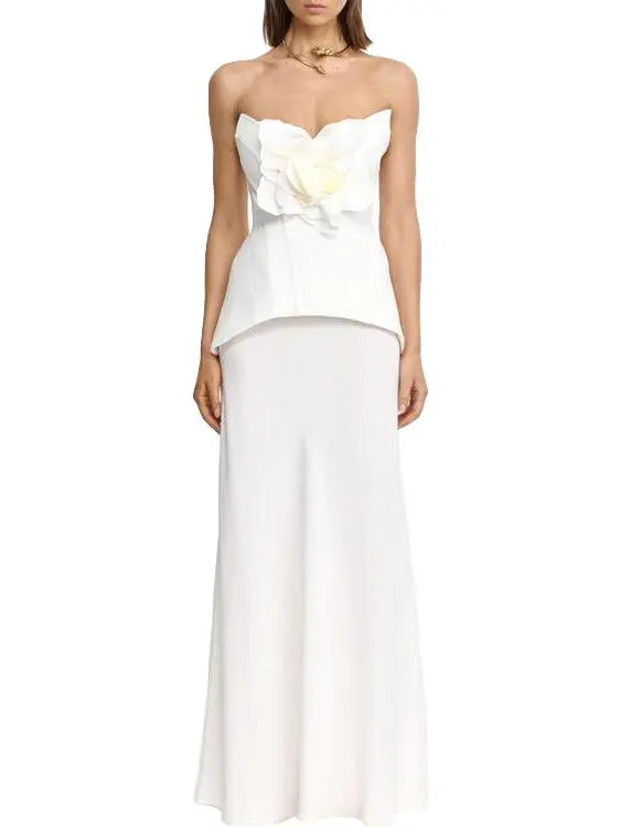 Acler Bankson Floral Appliqué Gown - Ivory
