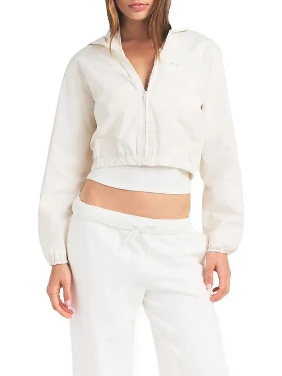 SKIMS Swiss Cotton Crop Zip Hoodie - Egret