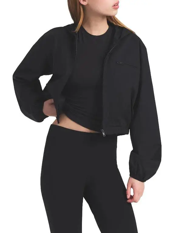 SKIMS Swiss Cotton Crop Zip Hoodie - Onyx