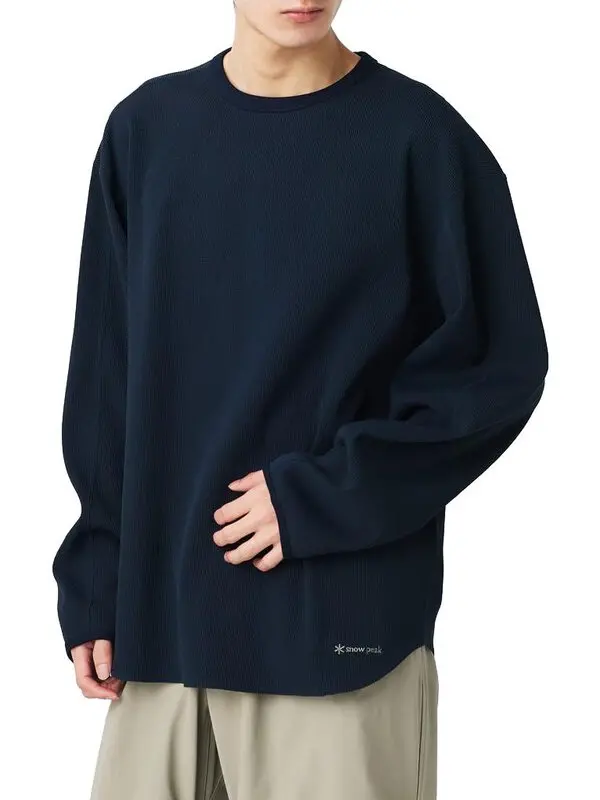 SNOW PEAK Dry Waffle Long Sleeve T-shirt - Dark Navy
