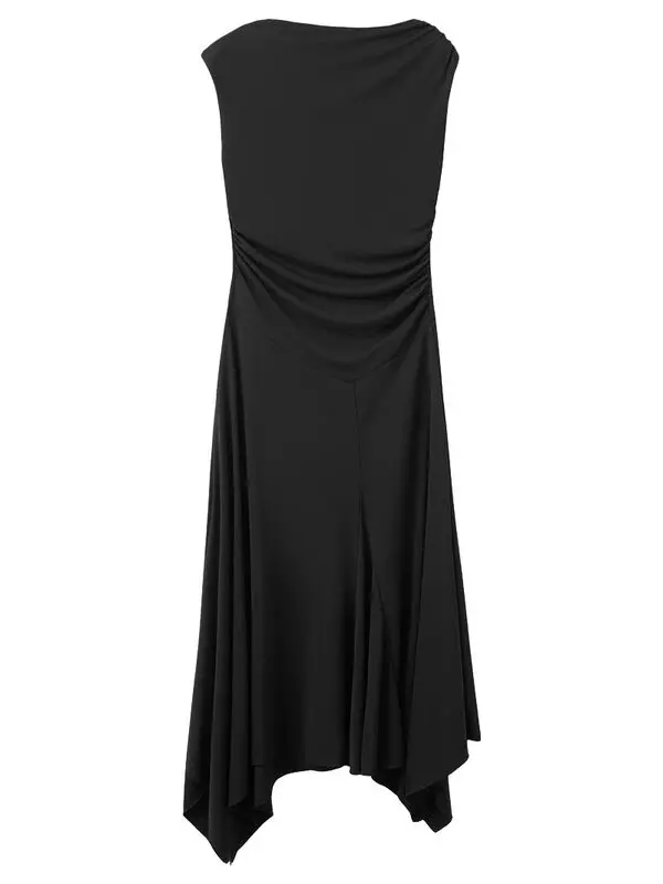 Mango Sandy Asymmetric Hem Ruched Maxi Dress - Black