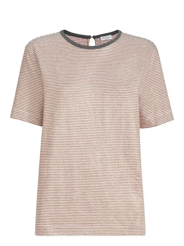 Brunello Cucinelli Striped Jersey T-shirt - Orange