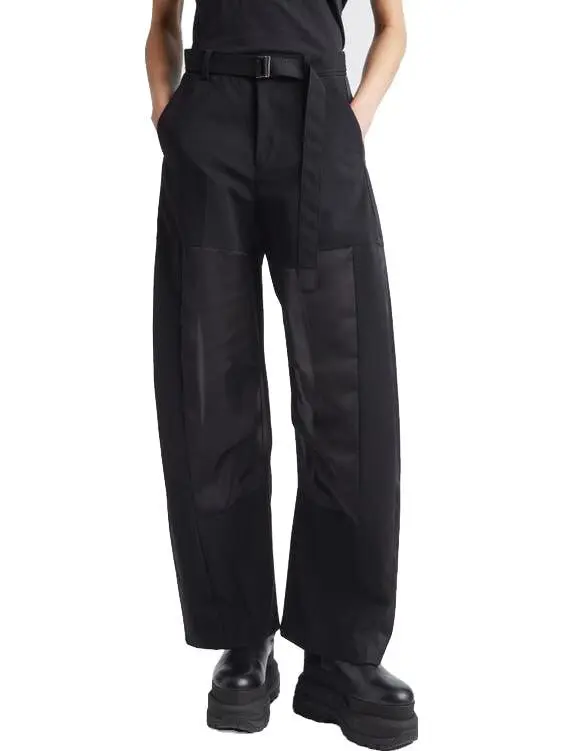 Sacai Belted Barrel Leg Pants - Black