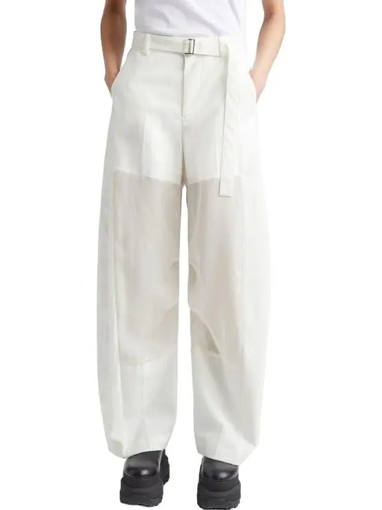 Sacai Belted Barrel Leg Pants - Off White