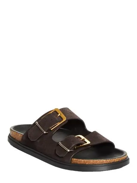THE ROW Buckle Slide Sandal - Coffee