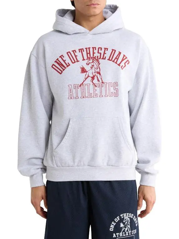 ONE OF THESE DAYS Mustang Athletics Pullover Hoodie - Heather Grey