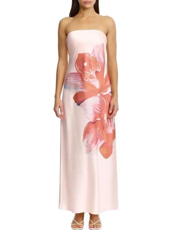 Significant Other Esme Strapless Maxi Dress - Pink Tangerine
