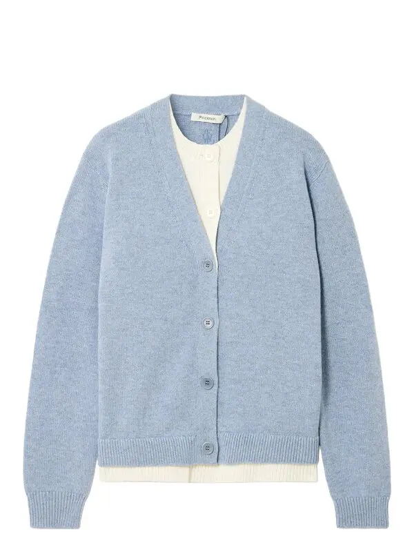 JW Anderson Layered Wool And Cashmere-blend Cardigan - Blue