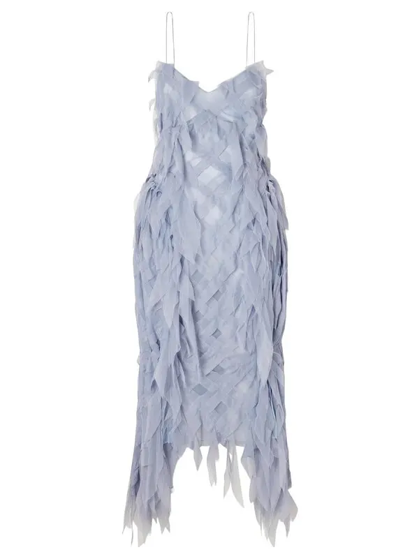 PAULINE DUJANCOURT Argyle Recycled-tulle Midi Dress - Blue