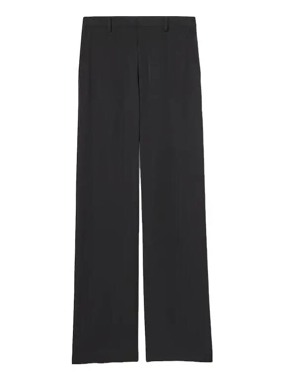 Gucci Silk Satin Georgette Wide Leg Trousers - Black