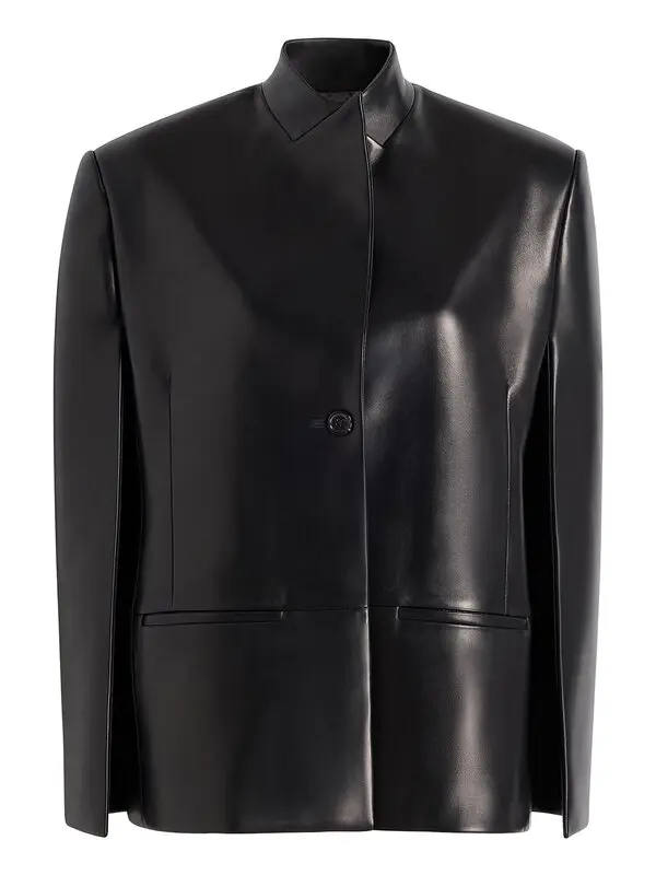 Khaite Dolso Leather Cape Jacket - Black
