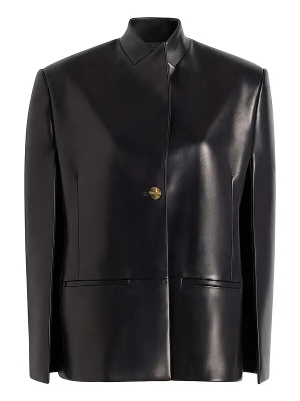 Khaite Dolso Leather Cape Jacket - Black