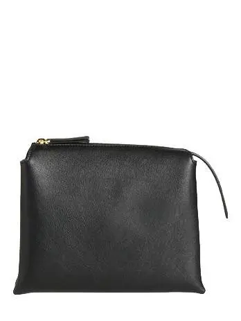 THE ROW Leather Clutch With Adjustable Shoulder Strap - Black