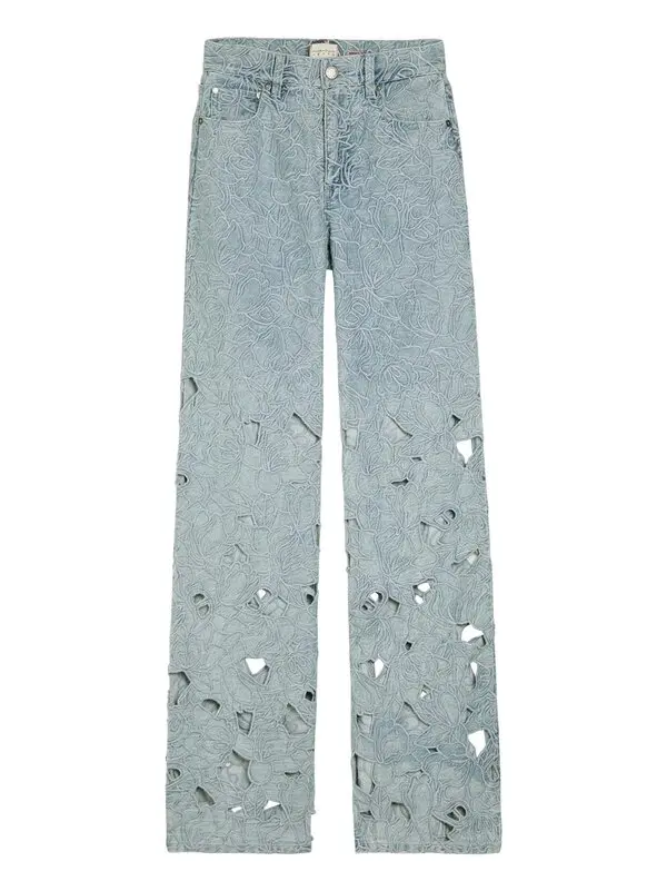 Alice + Olivia Embroidered Cut-out Wide-leg Jeans - Blue