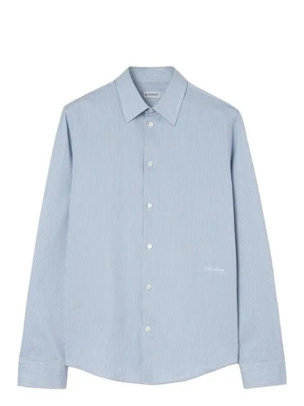Burberry Slim Fit Striped Cotton Shirt - Sunbleached Blue
