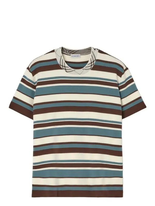 Burberry Striped Wool Blend T-shirt - Blue