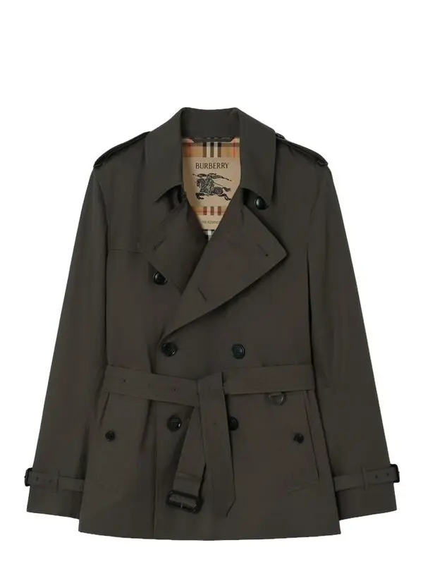 Burberry Extra-short Tropical Gabardine Kensington Trench Coat - Grey Grey