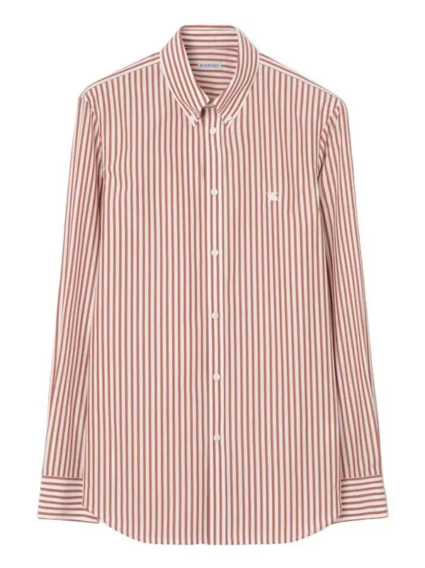 Burberry Slim Fit Striped Cotton Shirt - Cloudy White/terracotta