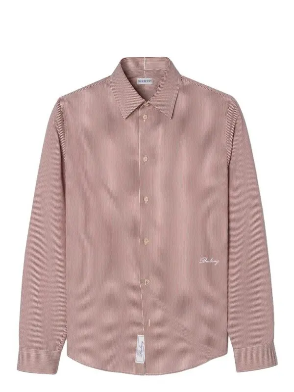 Burberry Slim Fit Striped Cotton Shirt - Vineyard Red