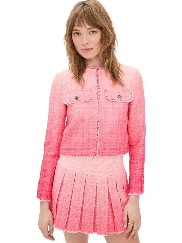 Alice + Olivia Dumont Tweed Boxy Jacket - Ascendant Ombre English Rose