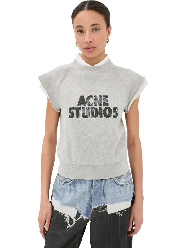 Acne Studios Short Sleeve Sweatshirt - Grey Melange