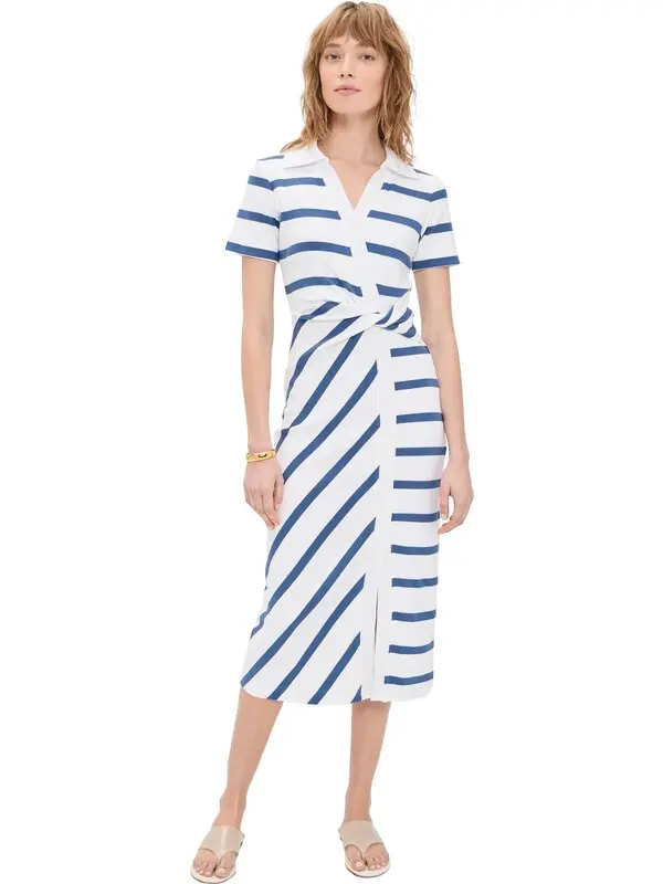 Tanya Taylor Ellicot Stripe Knit Dress - White/french Blue Wide Stripe