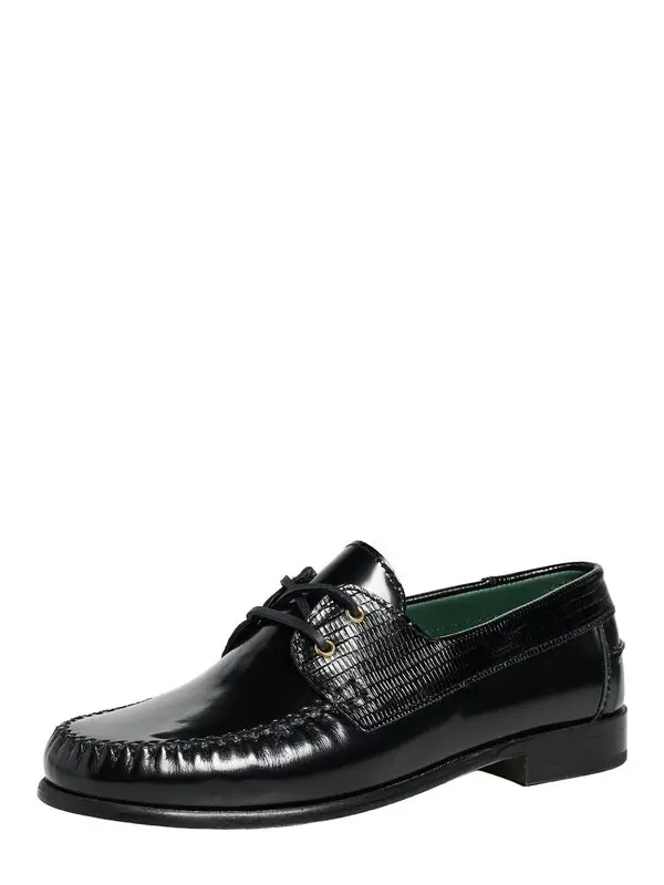 VINNY'S Millo Two-tone Lace Up Boat - Black Pollido