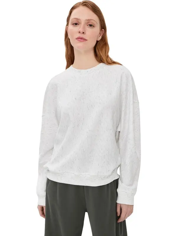 Tibi Spring Tweedy Sweatshirting Crew Neck Sweater - White Multi