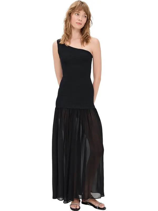 Hunza G Nancy Hybrid Maxi Dress - Black