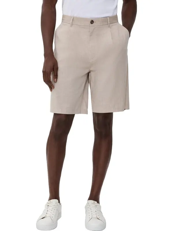 LES DEUX Reece Pleated Slub Shorts - Light Sand