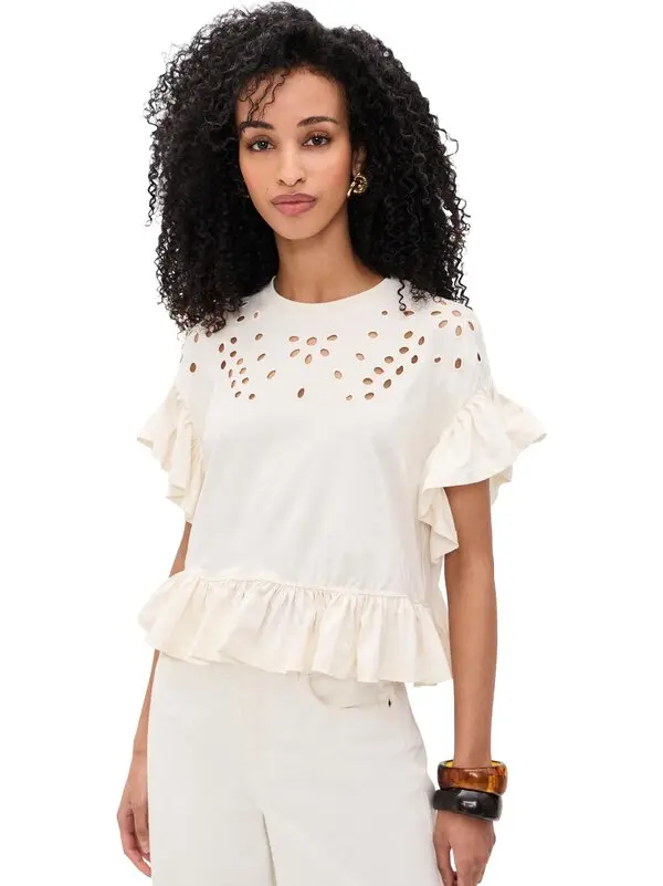 Ulla Johnson Mariana Peplum Top - Cowrie