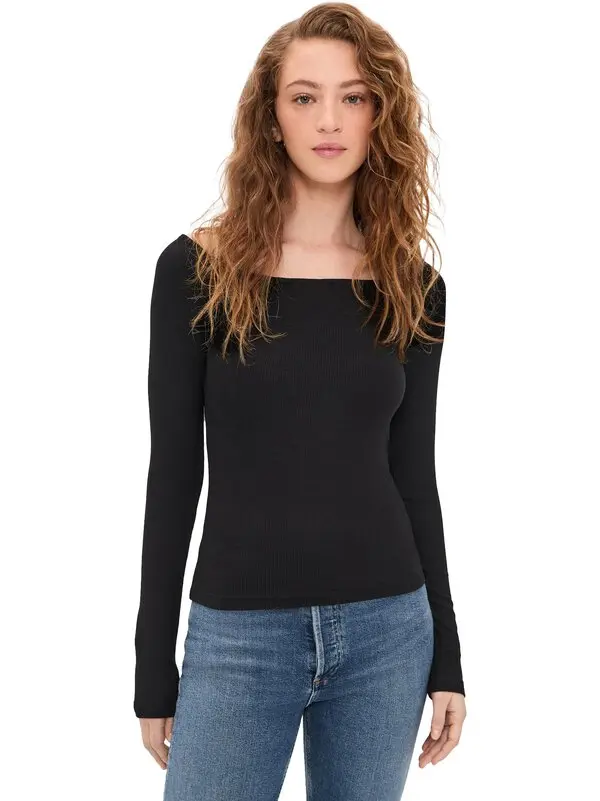 FAVORITE DAUGHTER The Sara Off-shoulder Top - Black