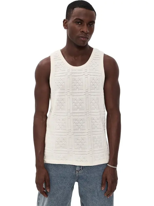 LES DEUX Huxley Pointelle Tank Top - Eggnog White