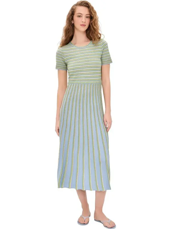 Tanya Taylor Emilia Knit Midi Dress - Powder Blue Multi