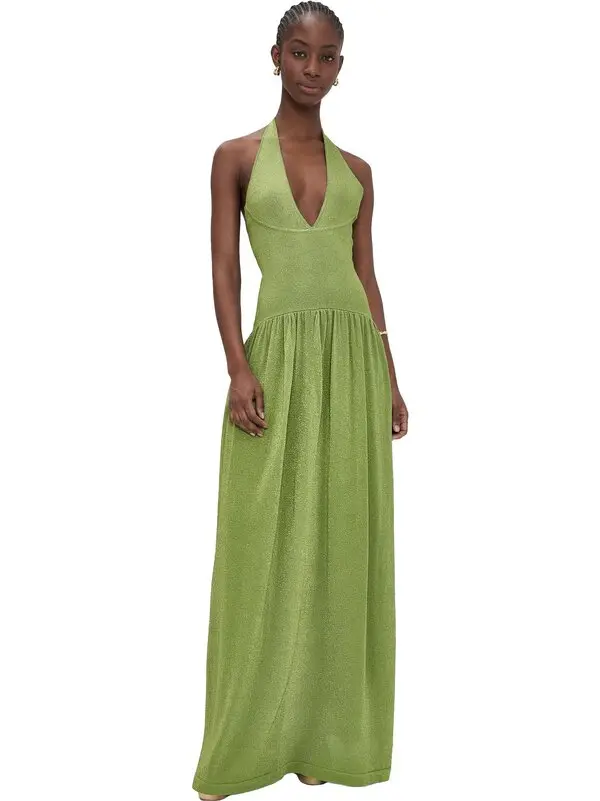 Retrofete Marcelle Maxi Dress - Metallic Kiwi