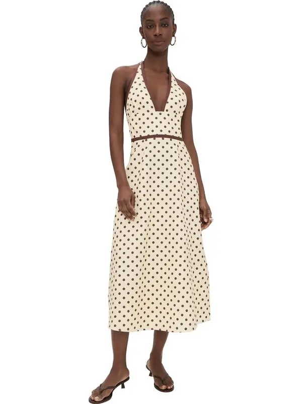 Posse Bowie Polka-dot Midi Dress - Vanilla/choc