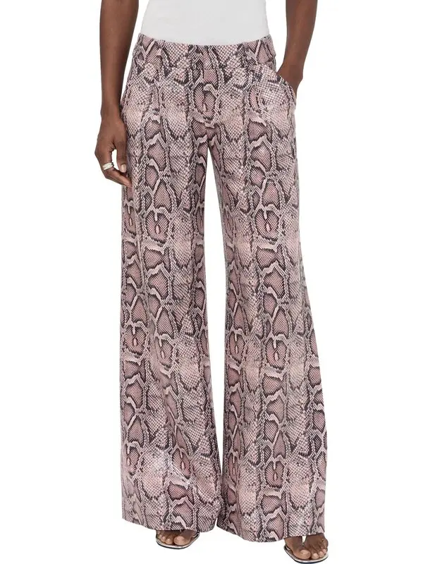Alice + Olivia Vegan Python Pants - English Rose/black Snake