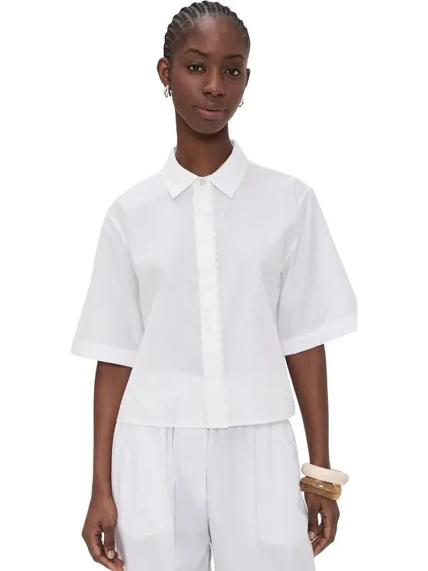 Vince Scallop-trimmed Poplin Shirt - Optic White