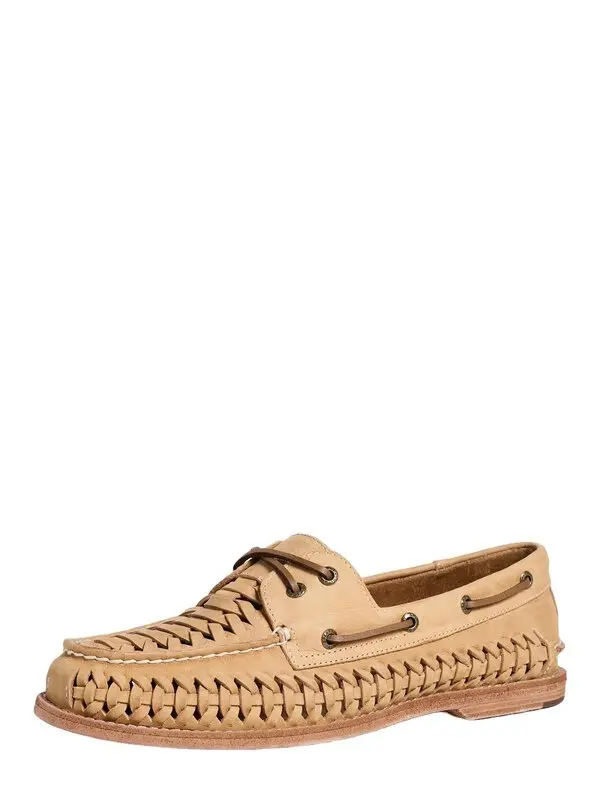 Sperry Gold Cup Woven Leather Boat Shoes - Tan