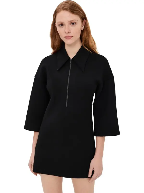 Tibi Slim Tunic With Zip Front - Black