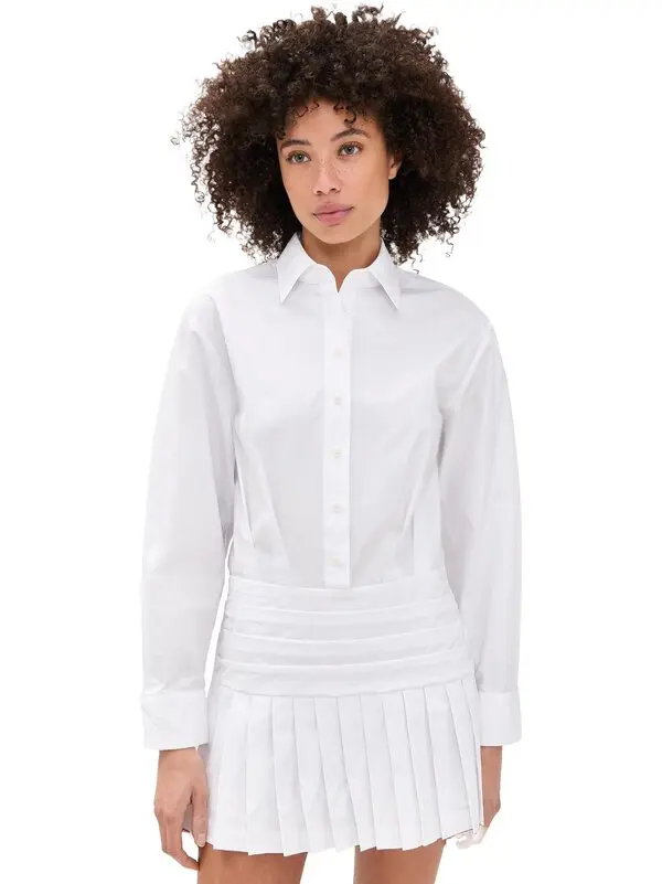 ROWING BLAZERS Pleated Shirt Dress - White