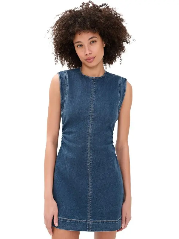 Veronica Beard Imara Mini Denim Dress - Dark Bright Blue