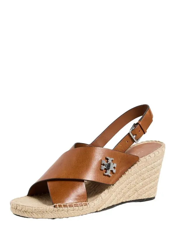 Tory Burch Turnlock Wedge Espadrilles - Classic Cuoio