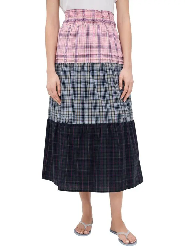 ROWING BLAZERS Tiered Plaid Skirt - Mixed Plaid