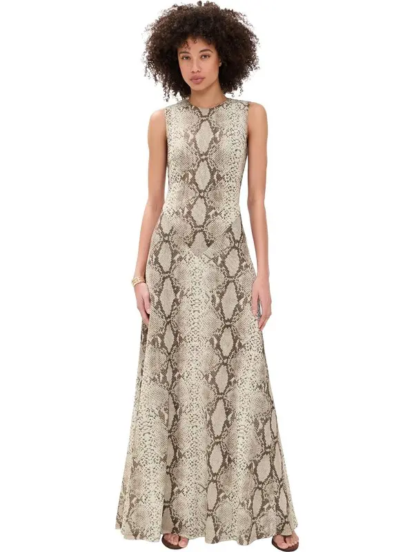 Ronny Kobo Uzina Python Maxi Dress - Snake Print Natural Multi