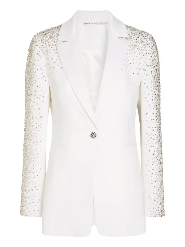 Alice + Olivia Crystal-embellished Crepe Blazer - White