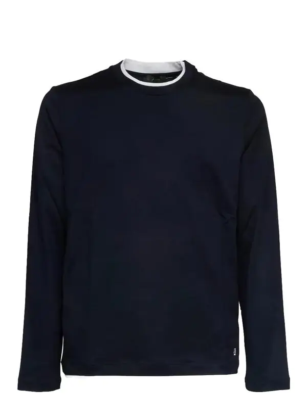 DONDUP Long Sleeve Contrast Trim T-shirt - Blue