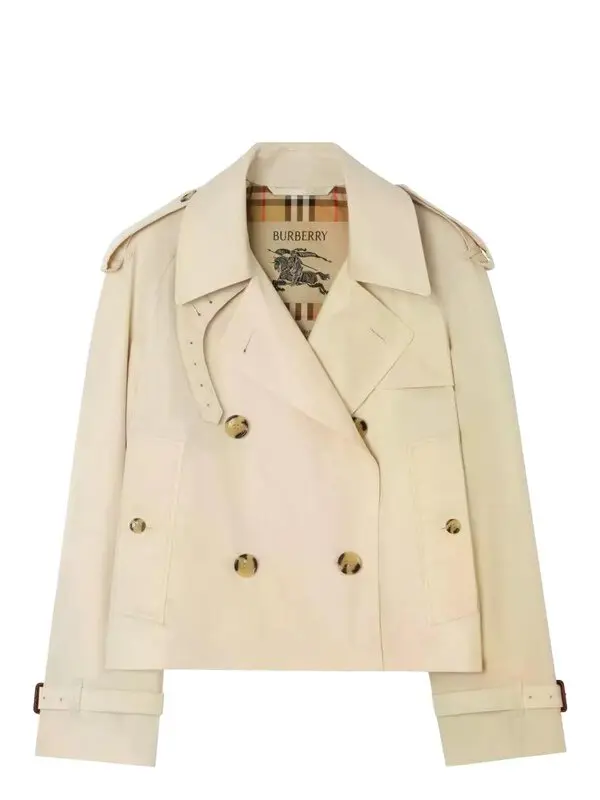 Burberry Cropped Tropical Gabardine Mayfair Trench Jacket - Neutrals