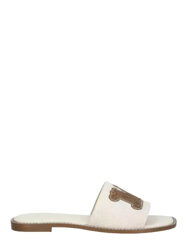 Max Mara Logo-appliqué Cotton Slides - Neutrals